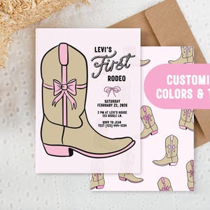 Bow Boot Cowgirl Party Invitation-western Party Invites-digital ...