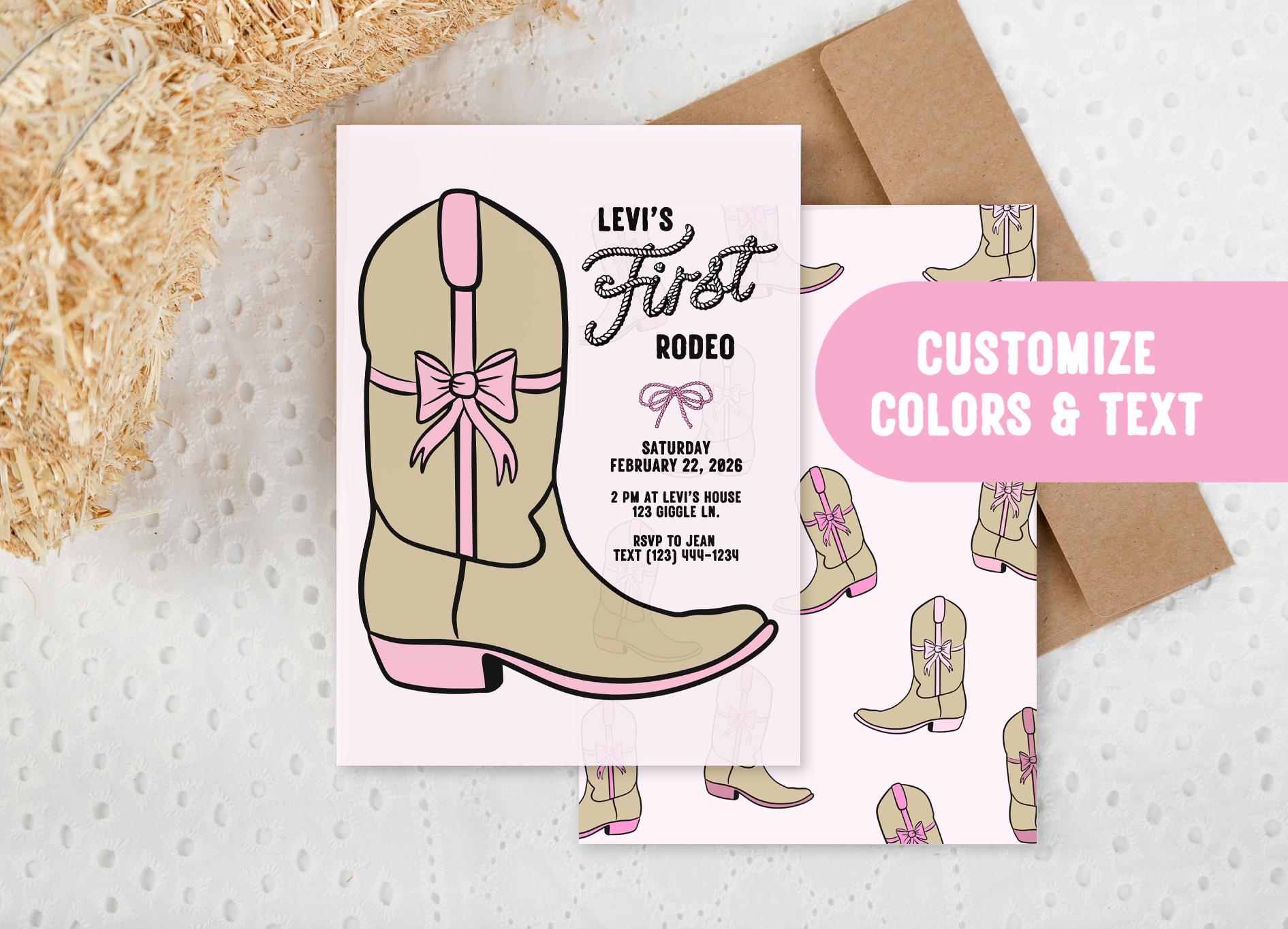 Bow Boot Cowgirl Party Invitation-western Party Invites-digital ...