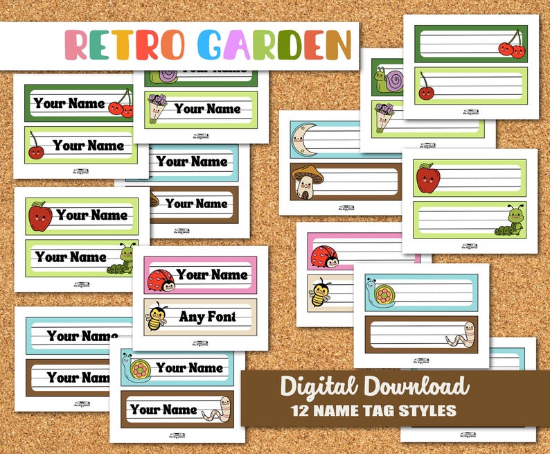 Retro Garden Desk Name Tags-digital Download Garden Name Plate-dig ...