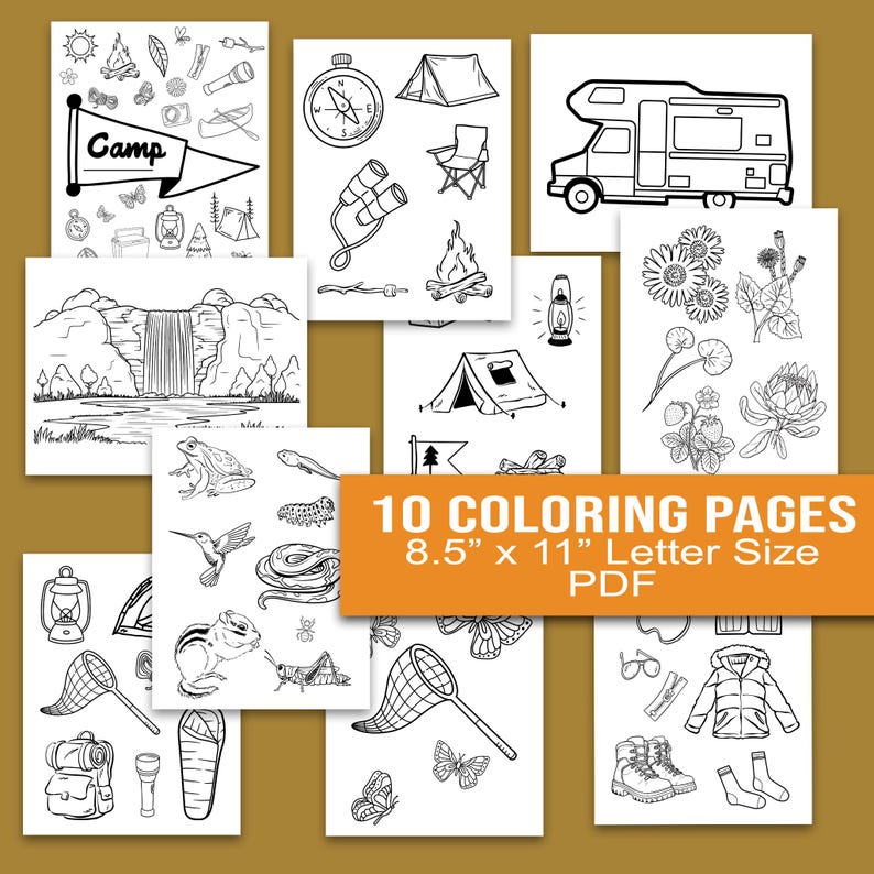 Camp Theme Coloring Pages-book Coloring Pages-summer Camping Campground ...