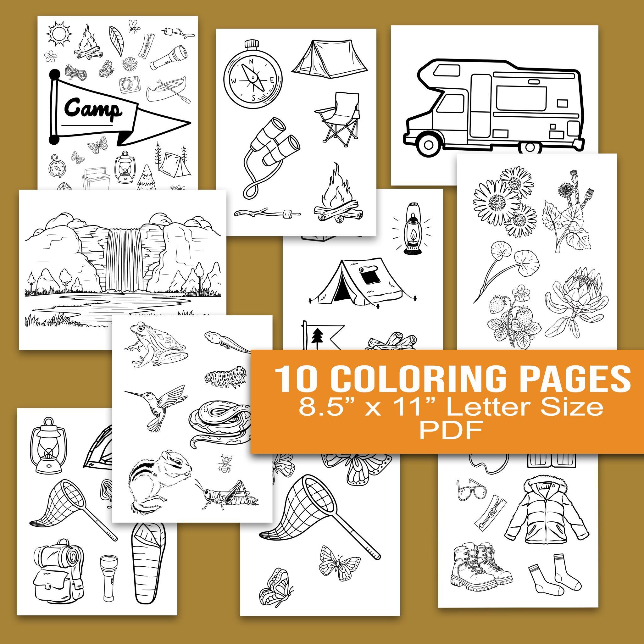 Camp Theme Coloring Pages-book Coloring Pages-summer Camping Campground ...