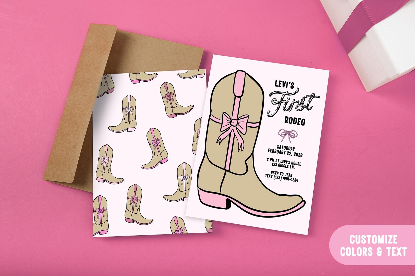 Bow Boot Cowgirl Party Invitation-western Party Invites-digital ...