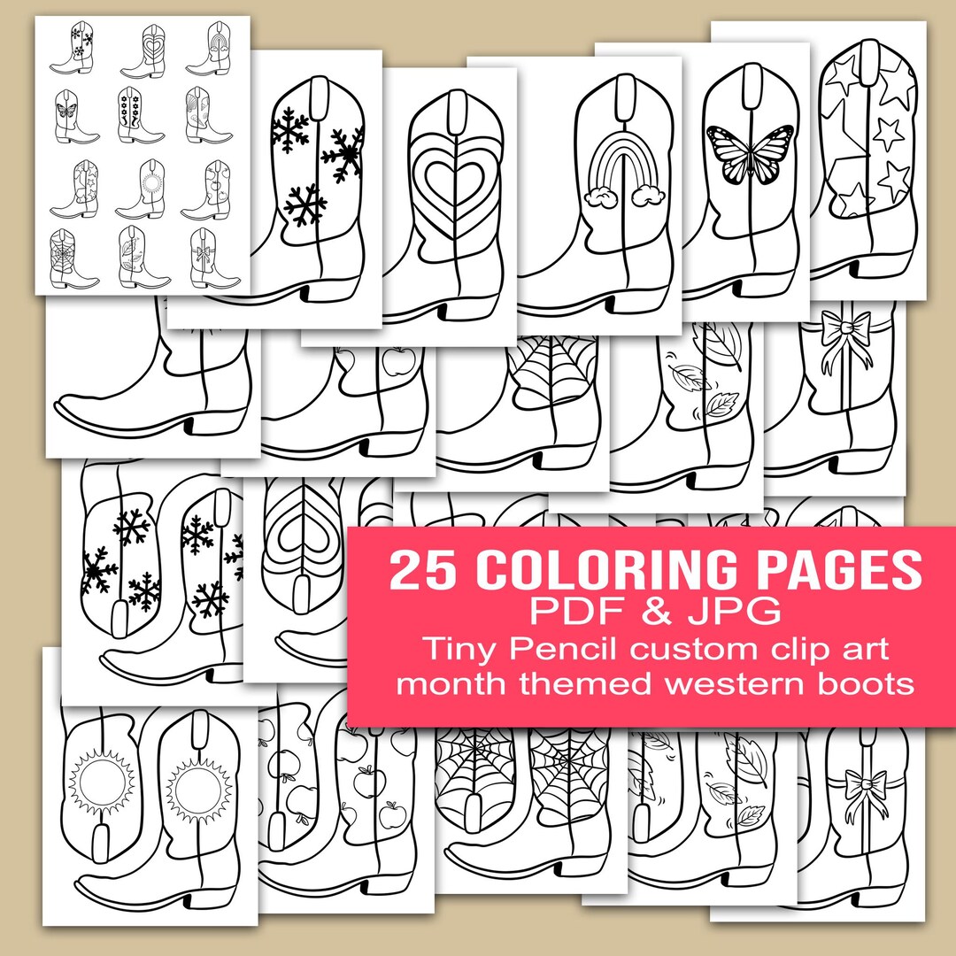 Wild West Month Theme Boot Coloring Pages-book Coloring Page-western ...