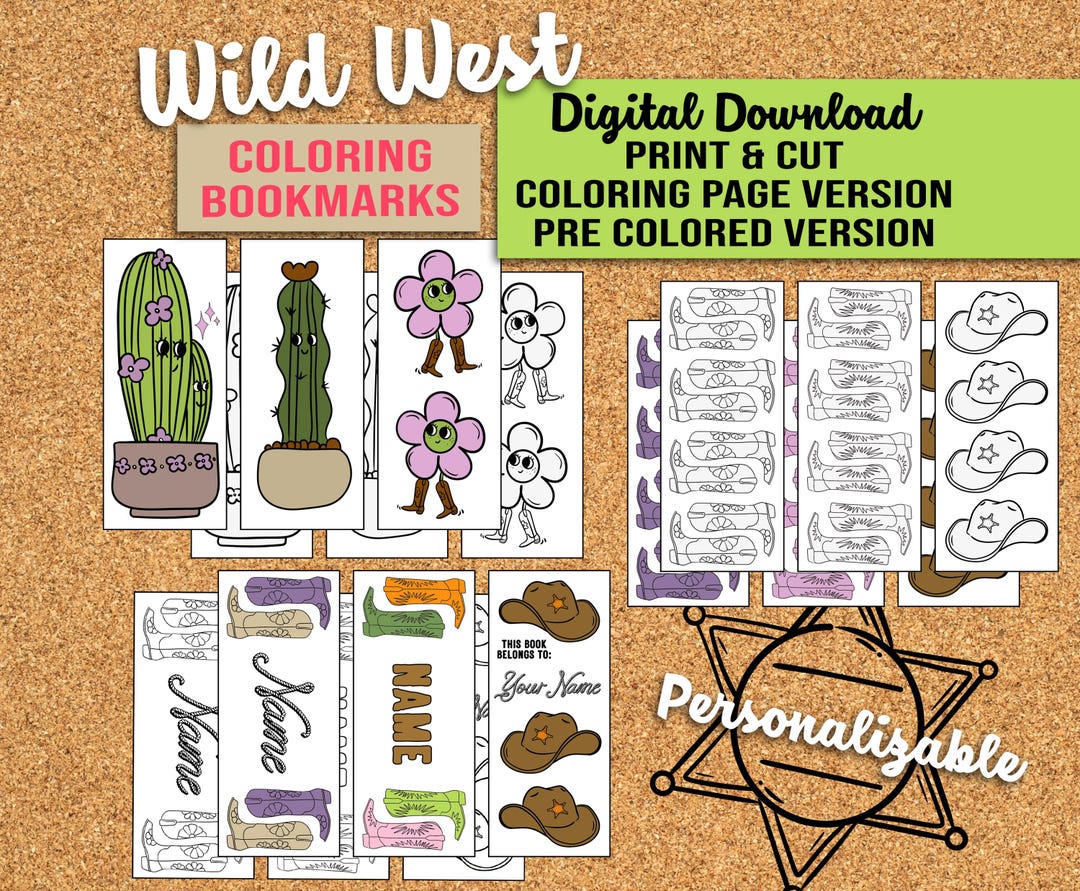 Wild West Western Bookmarks Coloring Pages-customized Bookmark Coloring ...