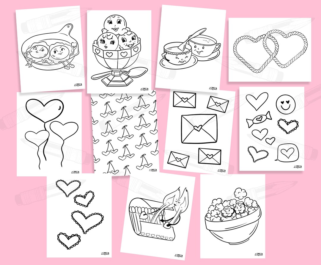 11 Valentine's Retro Doodle Coloring Pages-ice Cream-lovers Coloring ...