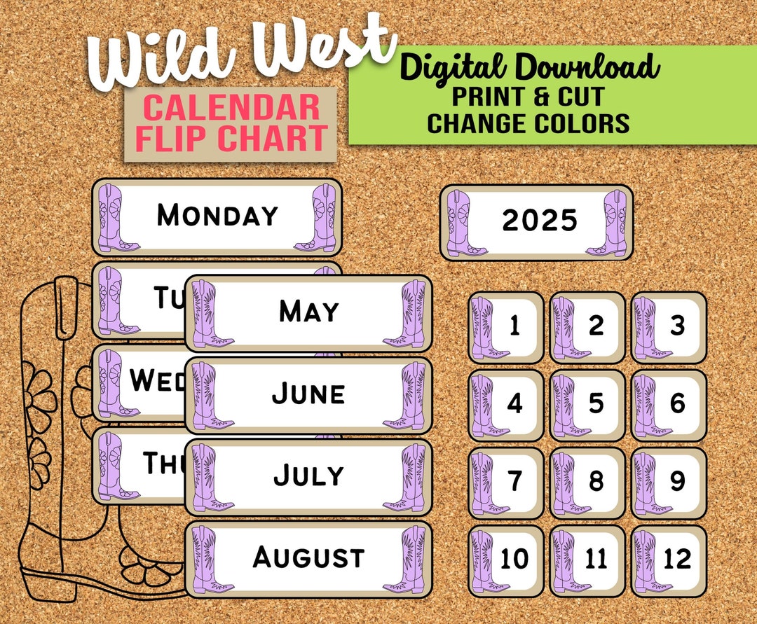 Wild West Flip Calendar-digital Download Western Calendar Header ...