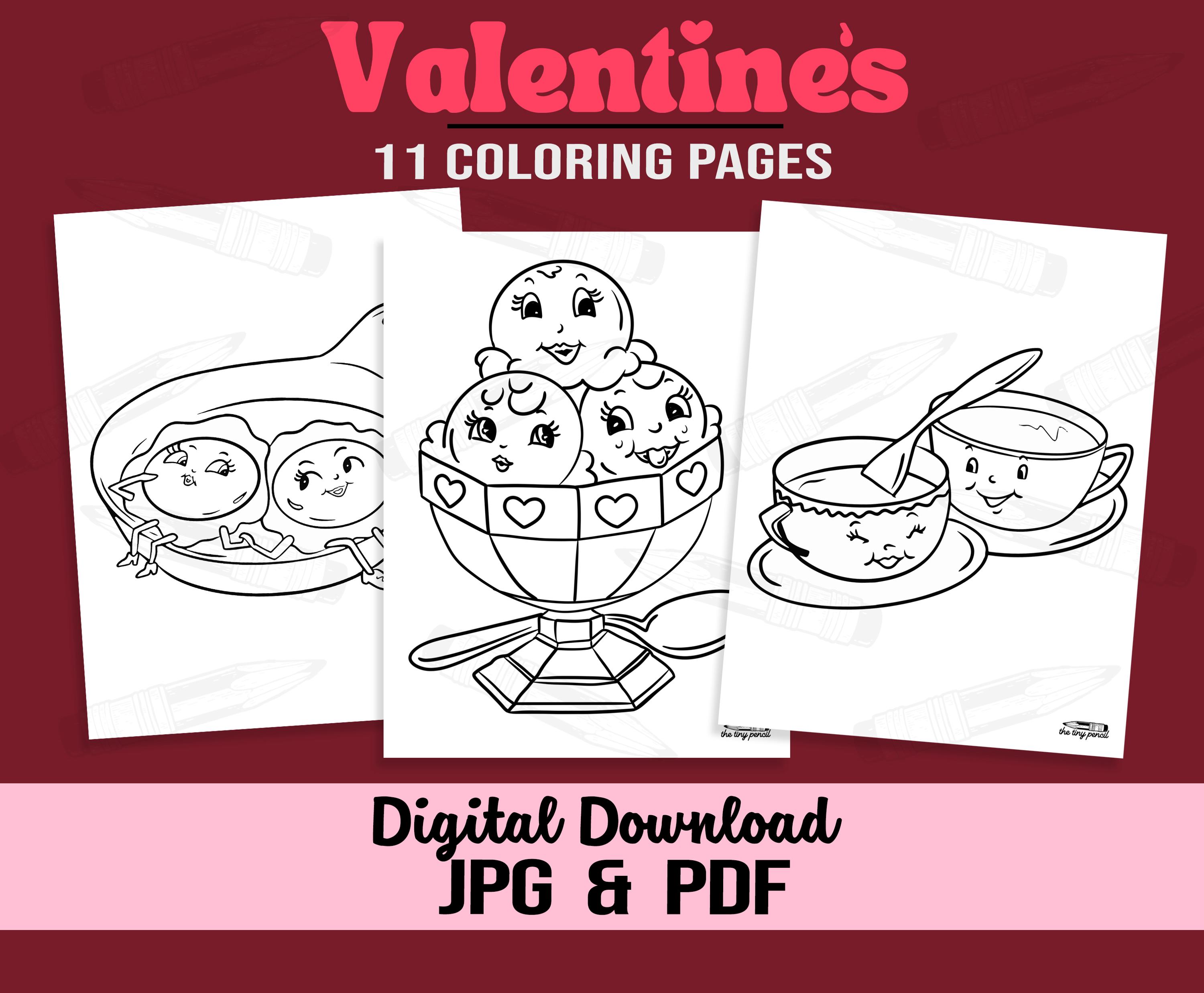 11 Valentine's Retro Doodle Coloring Pages-ice Cream-lovers Coloring ...