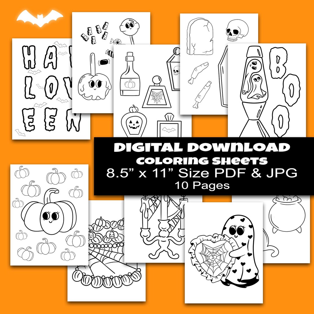Halloween 10 Coloring Pages-costume Party Coloring Page-spooky Coloring ...