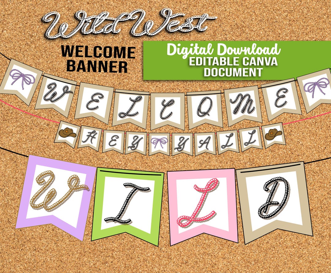 Wild West Welcome Banner-digital Download Western Cut Out Banner ...