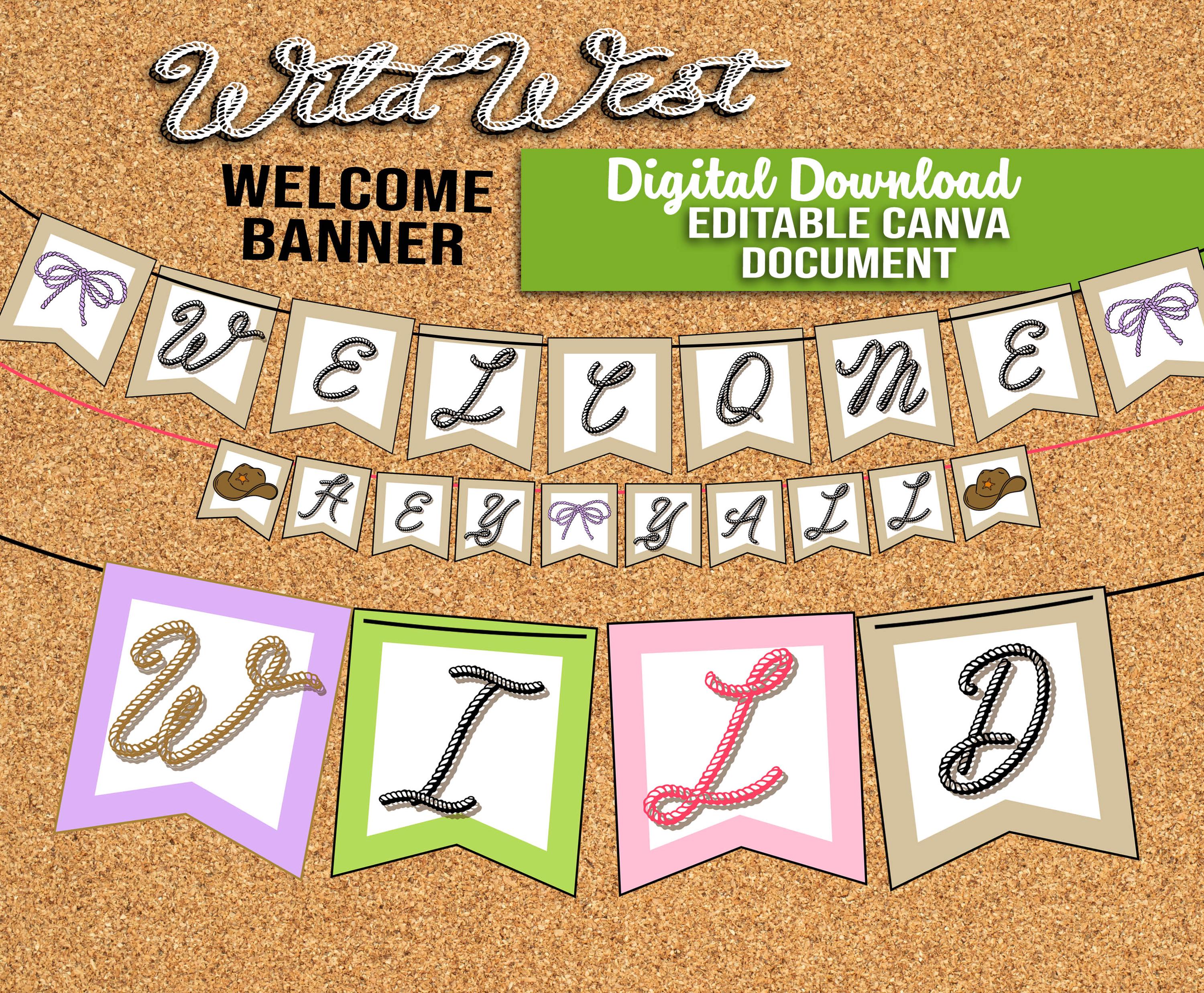 Wild West Welcome Banner-digital Download Western Cut Out Banner ...