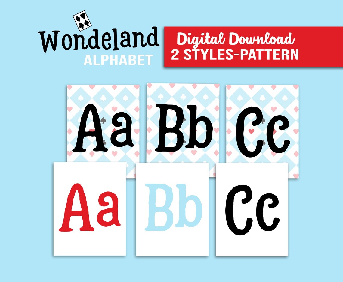 Wonderland Alphabet-digital Download Alphabet-abc Printables-alice in ...