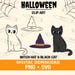 Witch Hat and Black Cat Cartoon Clip Art-hand Drawn Black Cat Digital ...