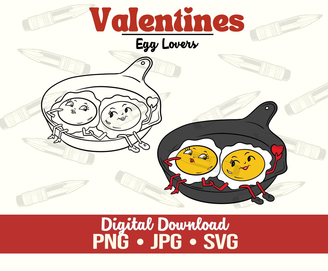 Egg-cellent Lovers Clip Art-cute Hand Drawn Valentines Decor Digital ...
