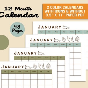 Camp Calendar-digital Download Camping Calendar-12 Month Printable ...