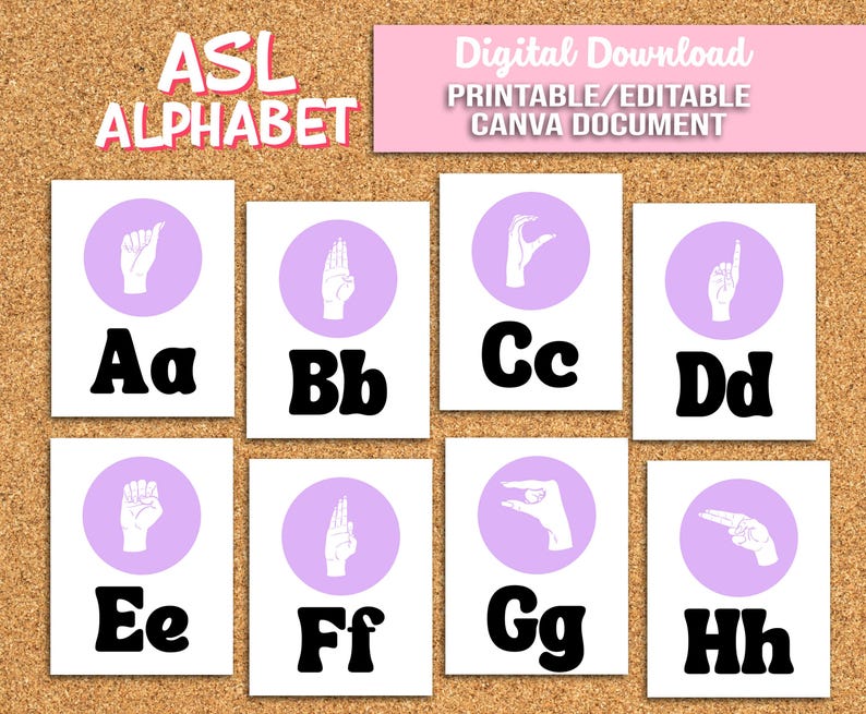 ASL Alphabet-digital Download ASL Alphabet-abc Sign Language Printables ...
