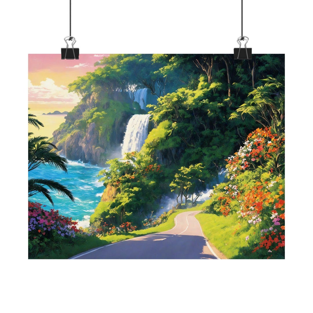 Maui Road to Hana Art Print Lush Mountains and Serene Coastline, Matte ...