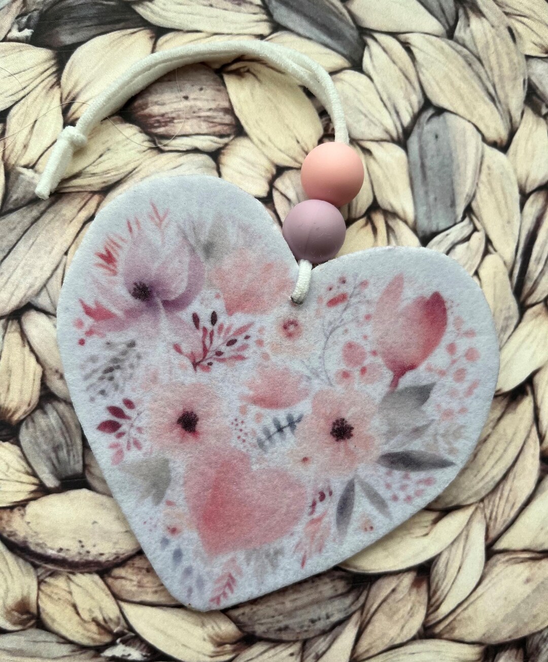Car Freshener / Car Freshie / Felt Freshie / Heart / Pink Flowers / Car ...