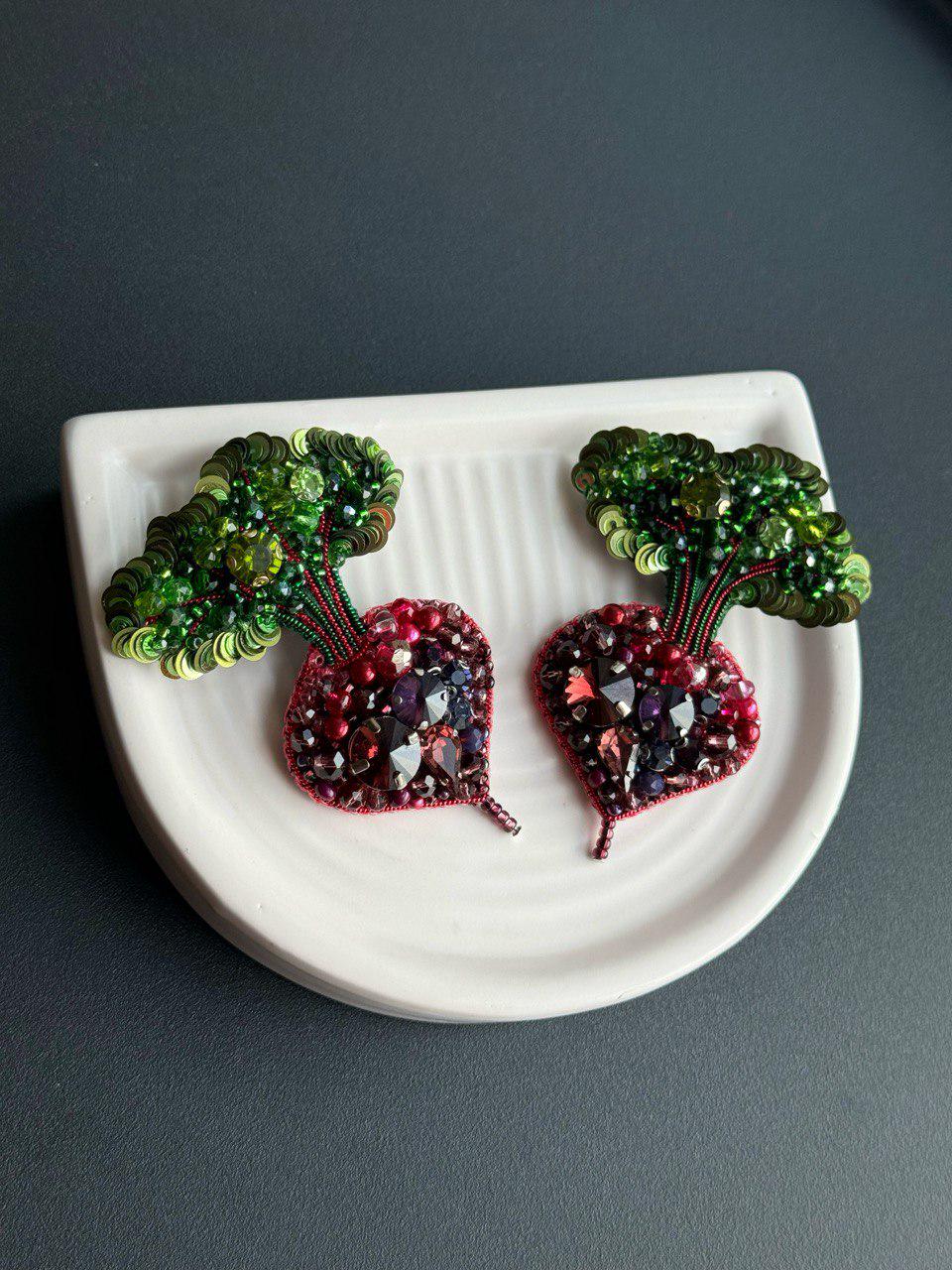 Purple Beet Brooch, Vegetable Nature Jewelry, Purple Beet Crystal Pin ...