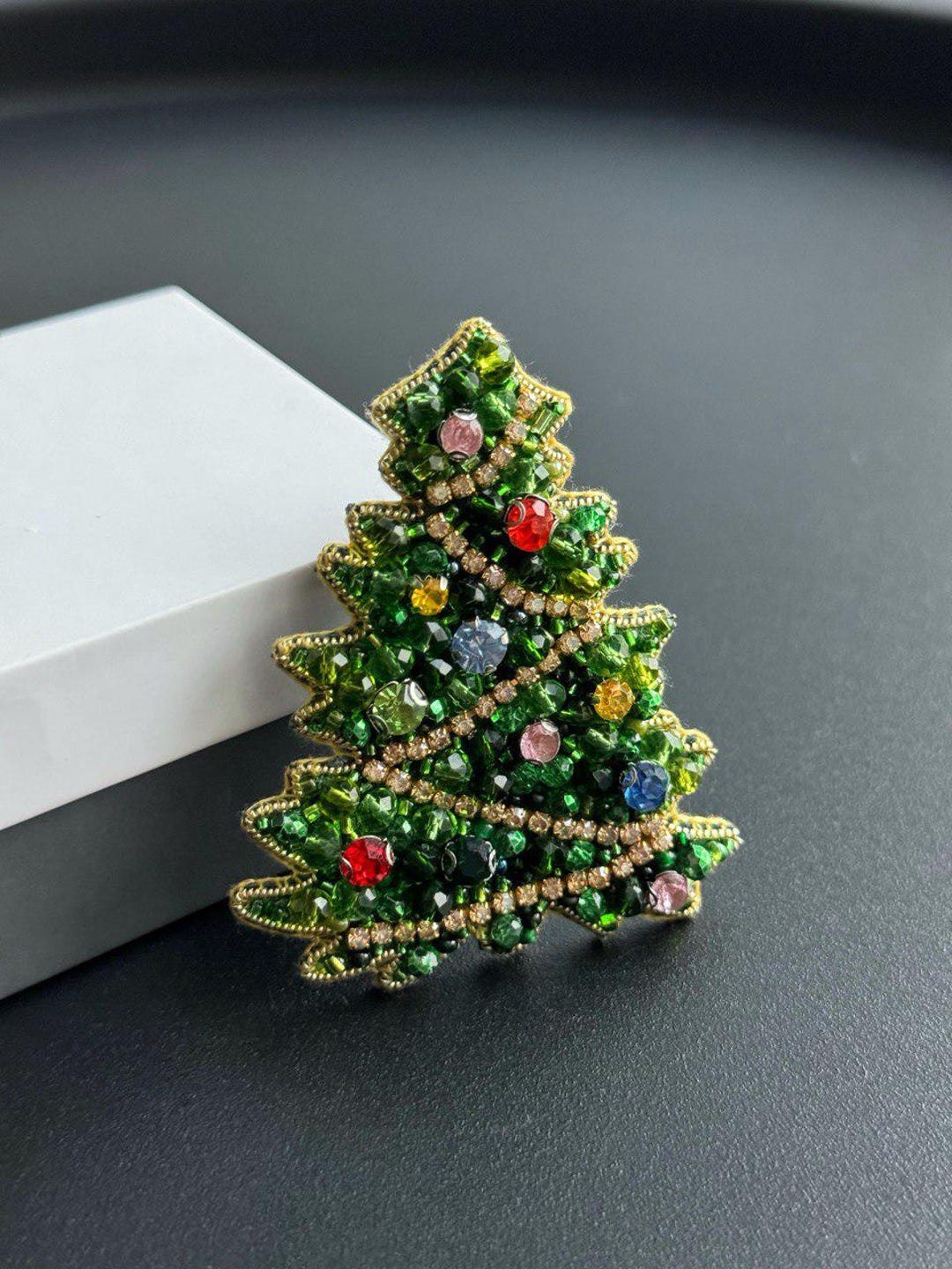 Christmas Tree Brooch, Vintage Christmas Pin, Winter Brooch ...