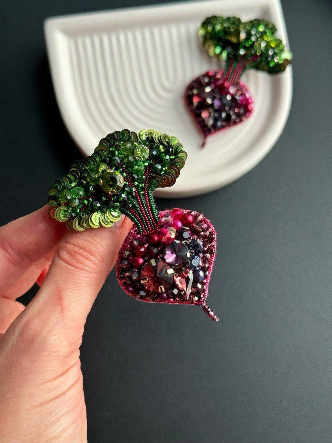 Purple Beet Brooch, Vegetable Nature Jewelry, Purple Beet Crystal Pin ...