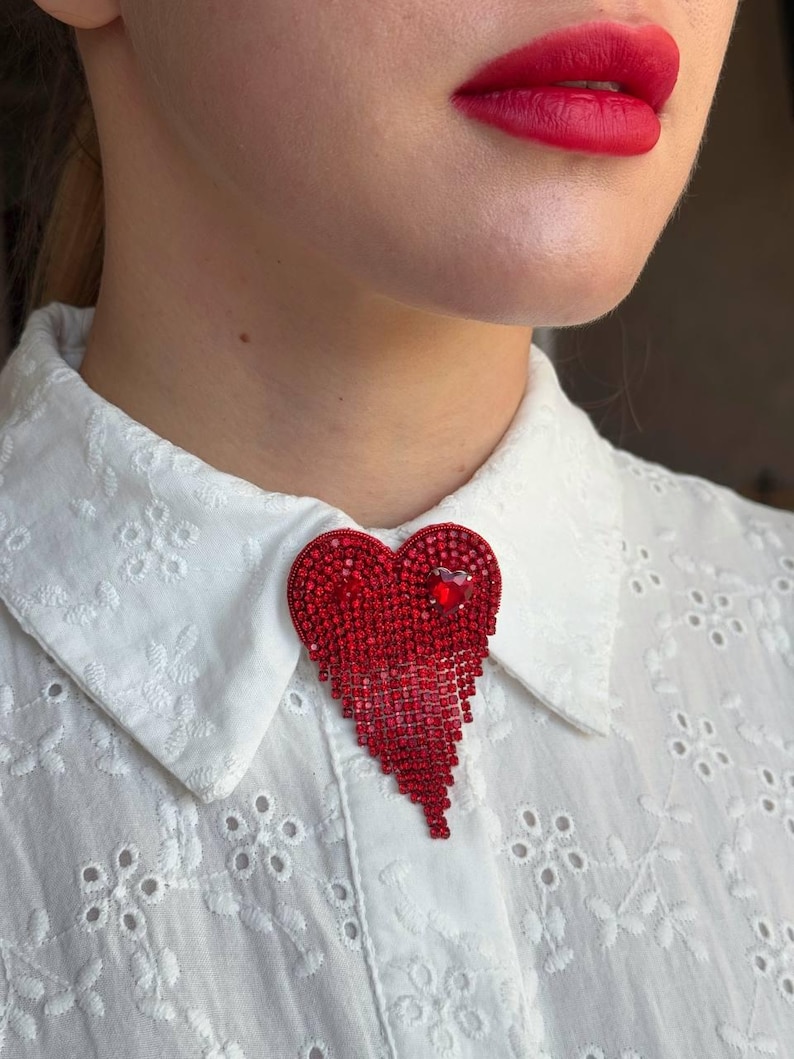 Valentines Gifts for Her, Red Heart Brooch, Love Pin Brooch, Heart Pin ...