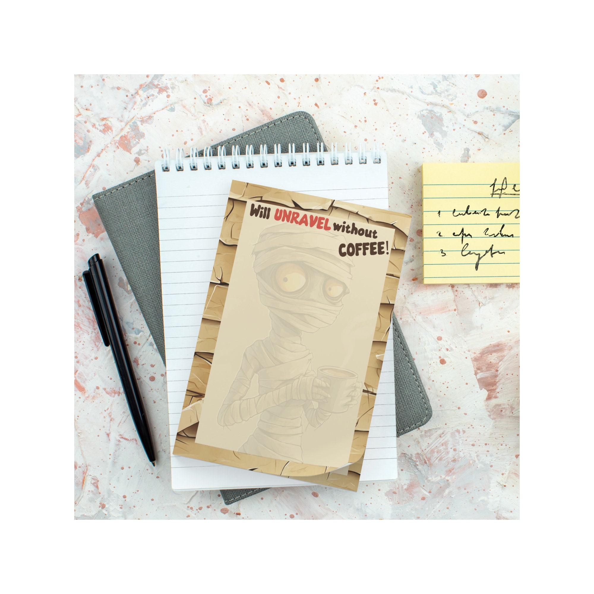Mummy Needs Coffee 4x6 Post-it® Notes-funny Halloween Mummy Sticky ...