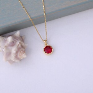 Round Ruby Bezel Necklace 14K Solid Gold, July Birthstone Pendant - Etsy