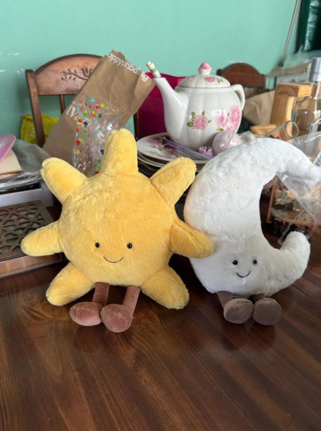 Adorable Smile Face White Moon Plushie Yellow Sun Plushie Cute Cartoon ...