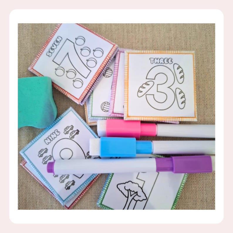 Numbers 1-10 Dry Erase Colouring Magnets | Kids Gift | Activity Set ...