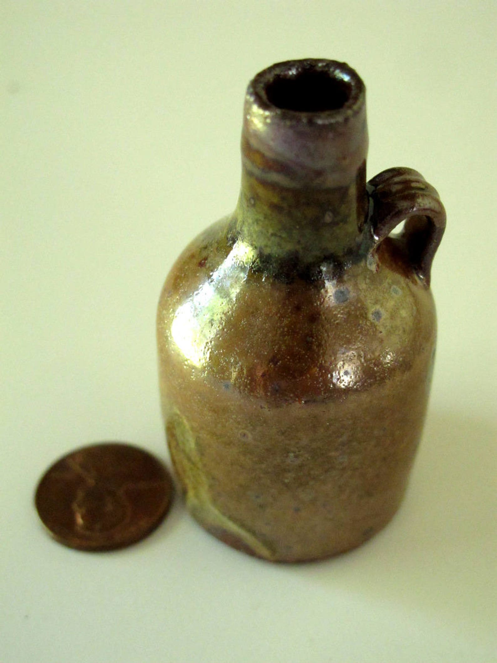 Miniature Gold Stoneware Jug With Smoky Effects From the Fire - Etsy