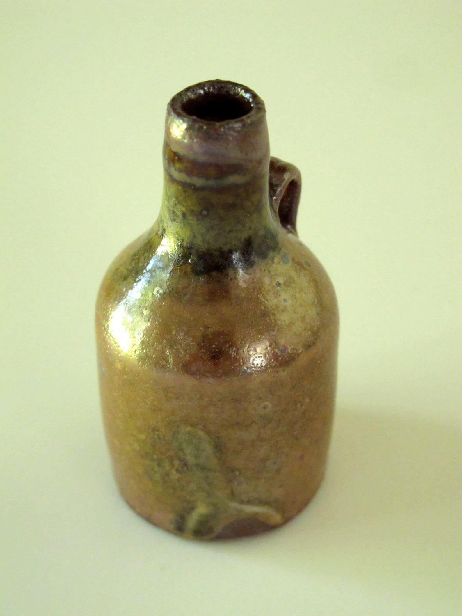 Miniature Gold Stoneware Jug With Smoky Effects From the Fire - Etsy