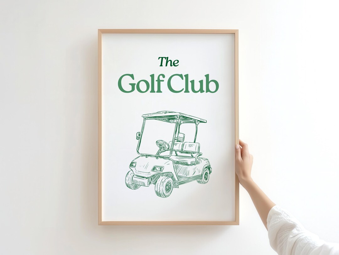 Golf Club Art Print, Golf Cart Printable, Golf Lover Gift, Modern Golf ...