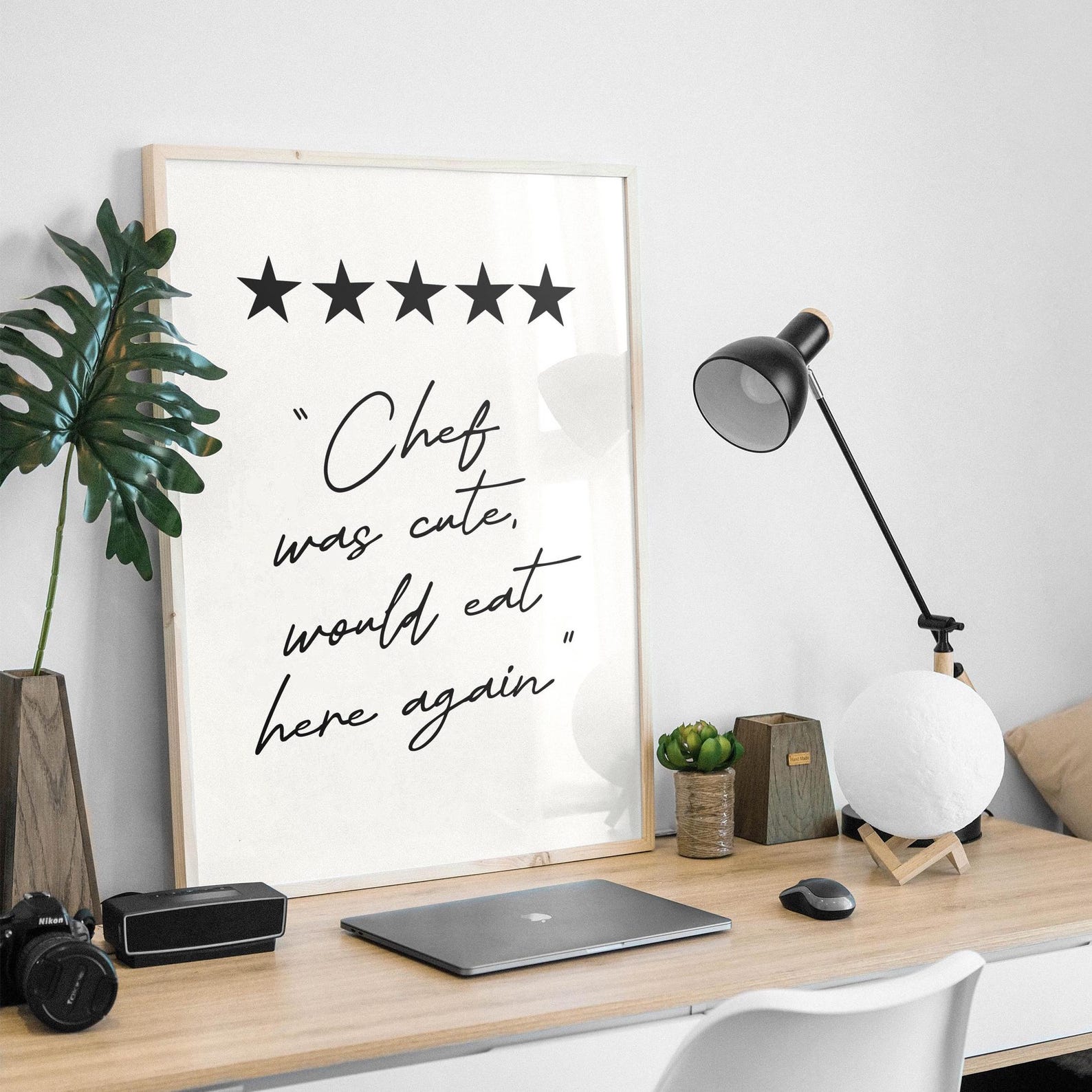 Chef Was Cute Art Print Cute Cooking Art Kitchen Decor Wall Art Black ...