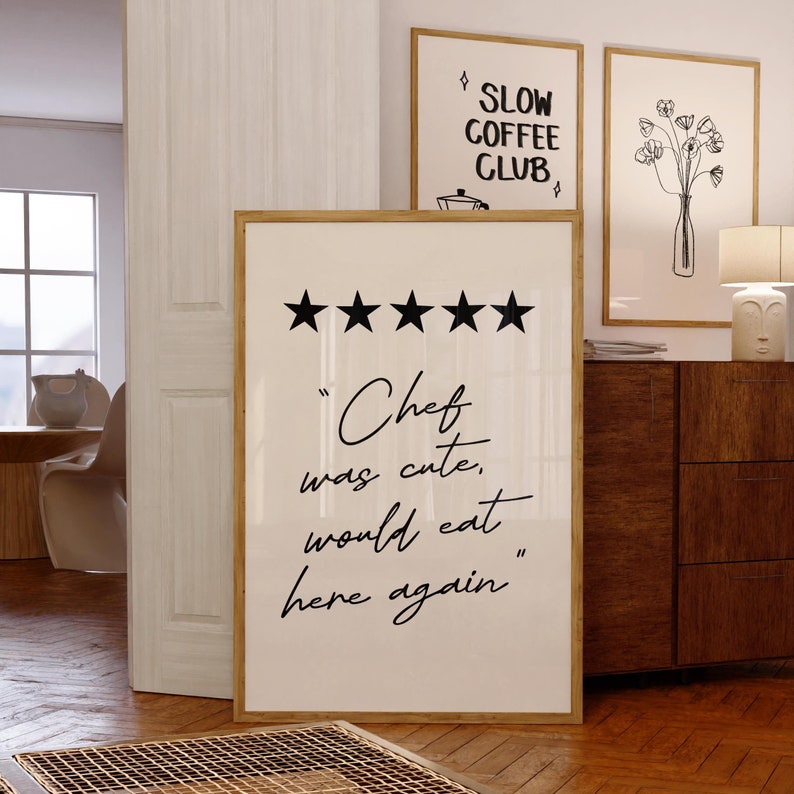 Chef Was Cute Art Print Cute Cooking Art Kitchen Decor Wall Art Black ...
