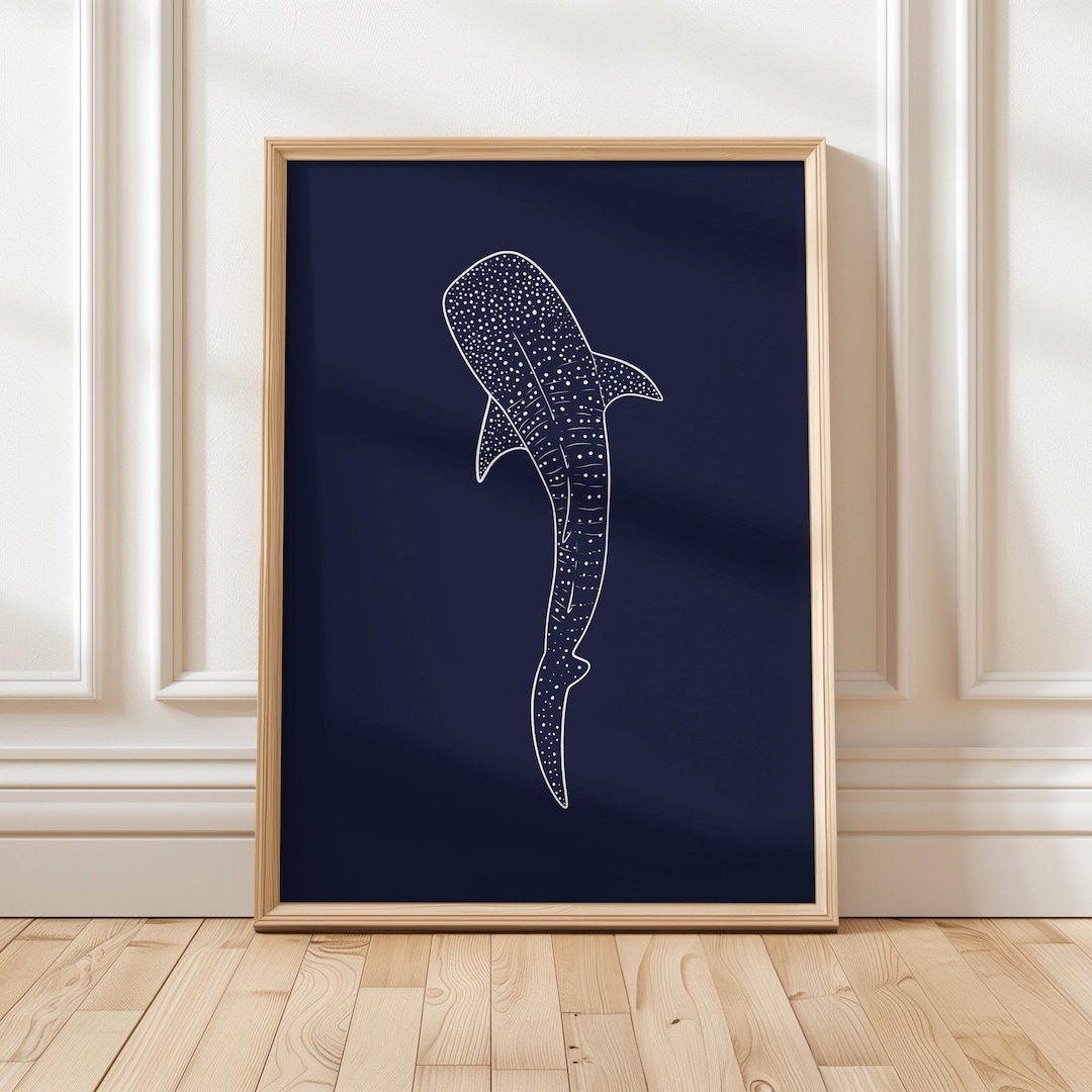 Whale Shark Line Art Print: Ocean Coastal Decor (digital Download) - Etsy