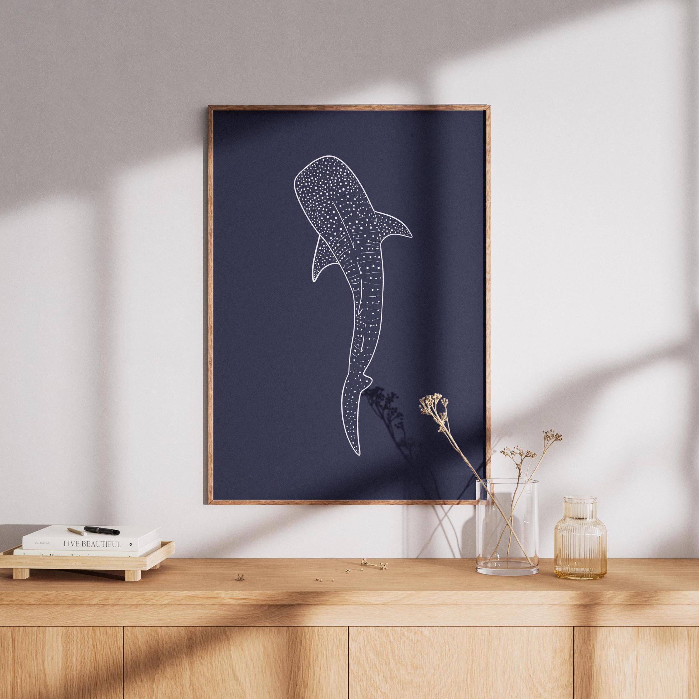 Whale Shark Line Art Print: Ocean Coastal Decor (digital Download) - Etsy