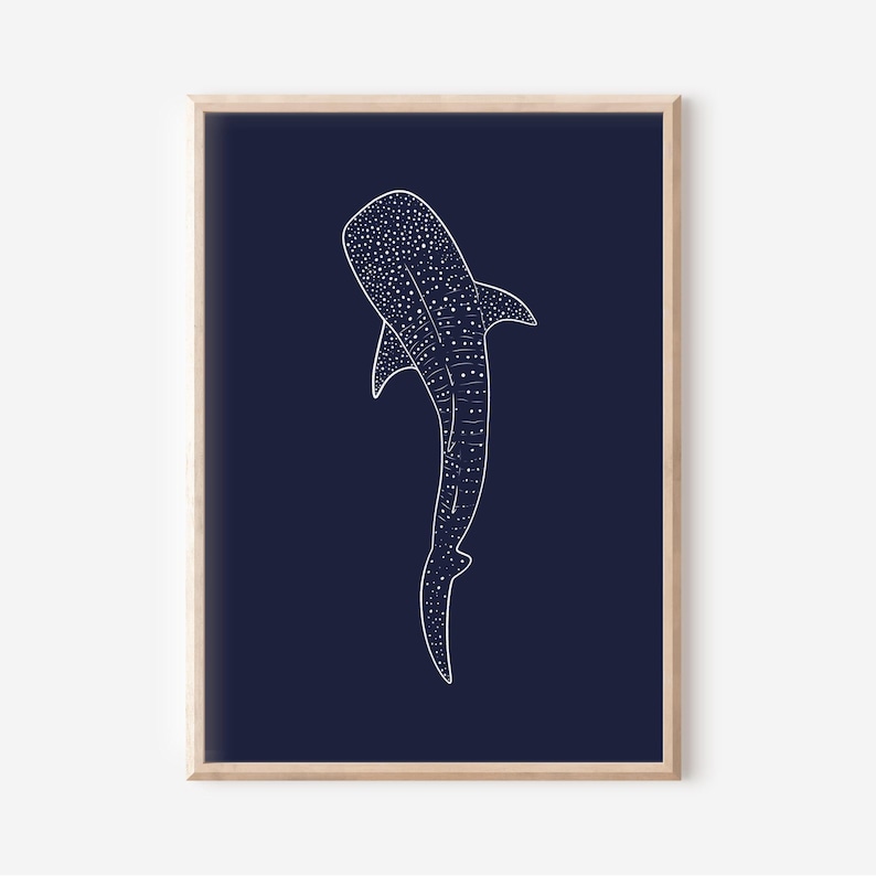 Whale Shark Line Art Print: Ocean Coastal Decor (digital Download) - Etsy