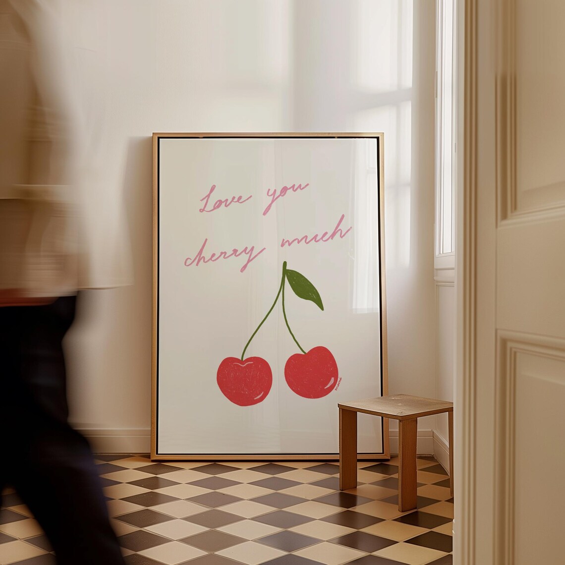 Cherries Art Print, Fruit Wall Art, Red Cherry Poster, Minimalist Wall ...