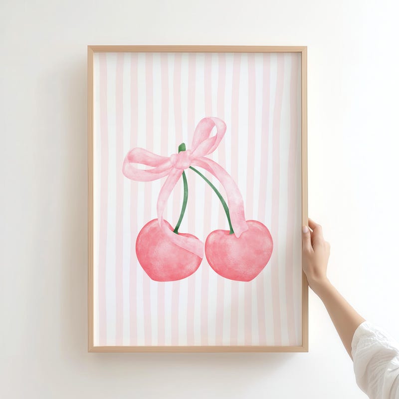 Bow and Cherries Wallpaper - Etsy