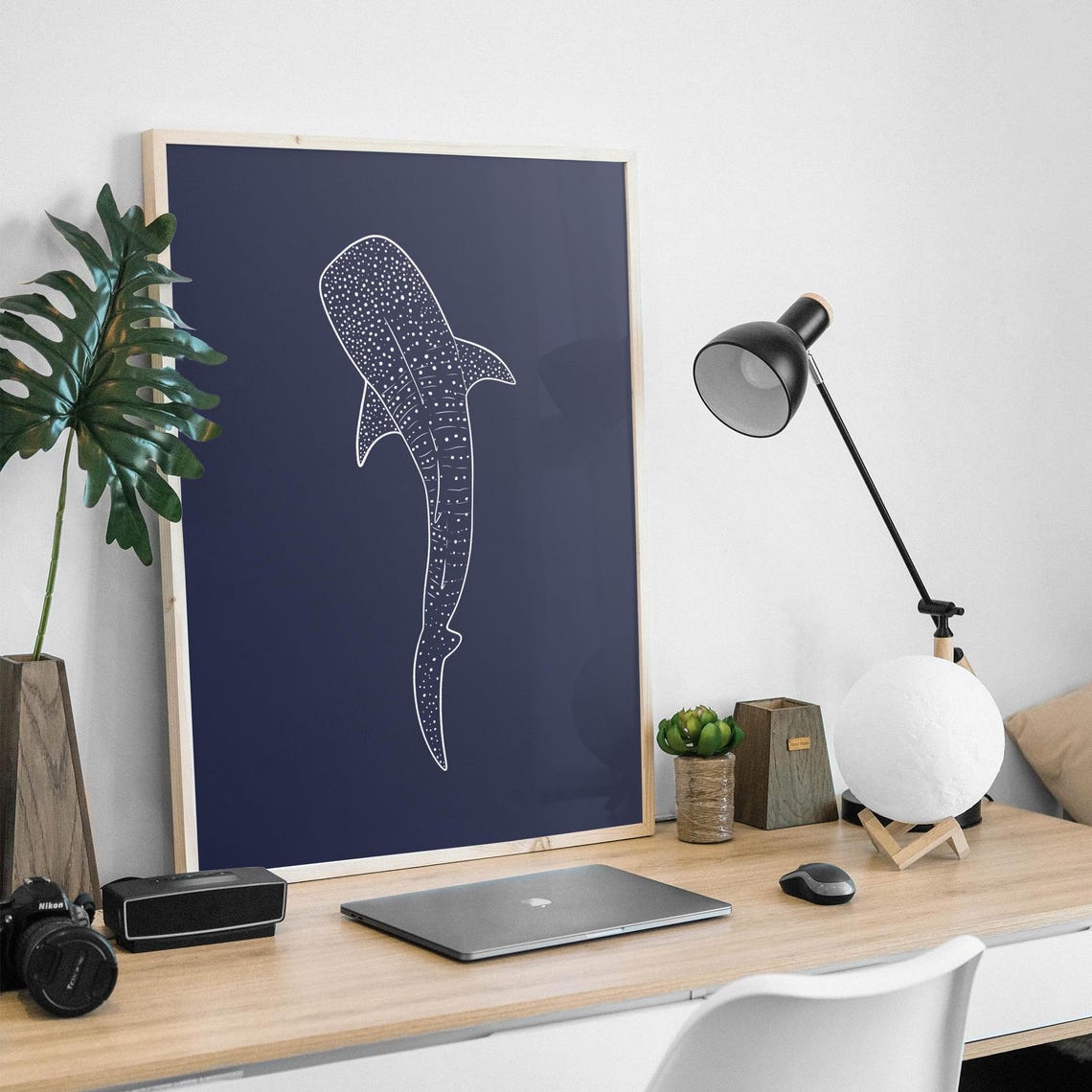 Whale Shark Line Art Print: Ocean Coastal Decor (digital Download) - Etsy