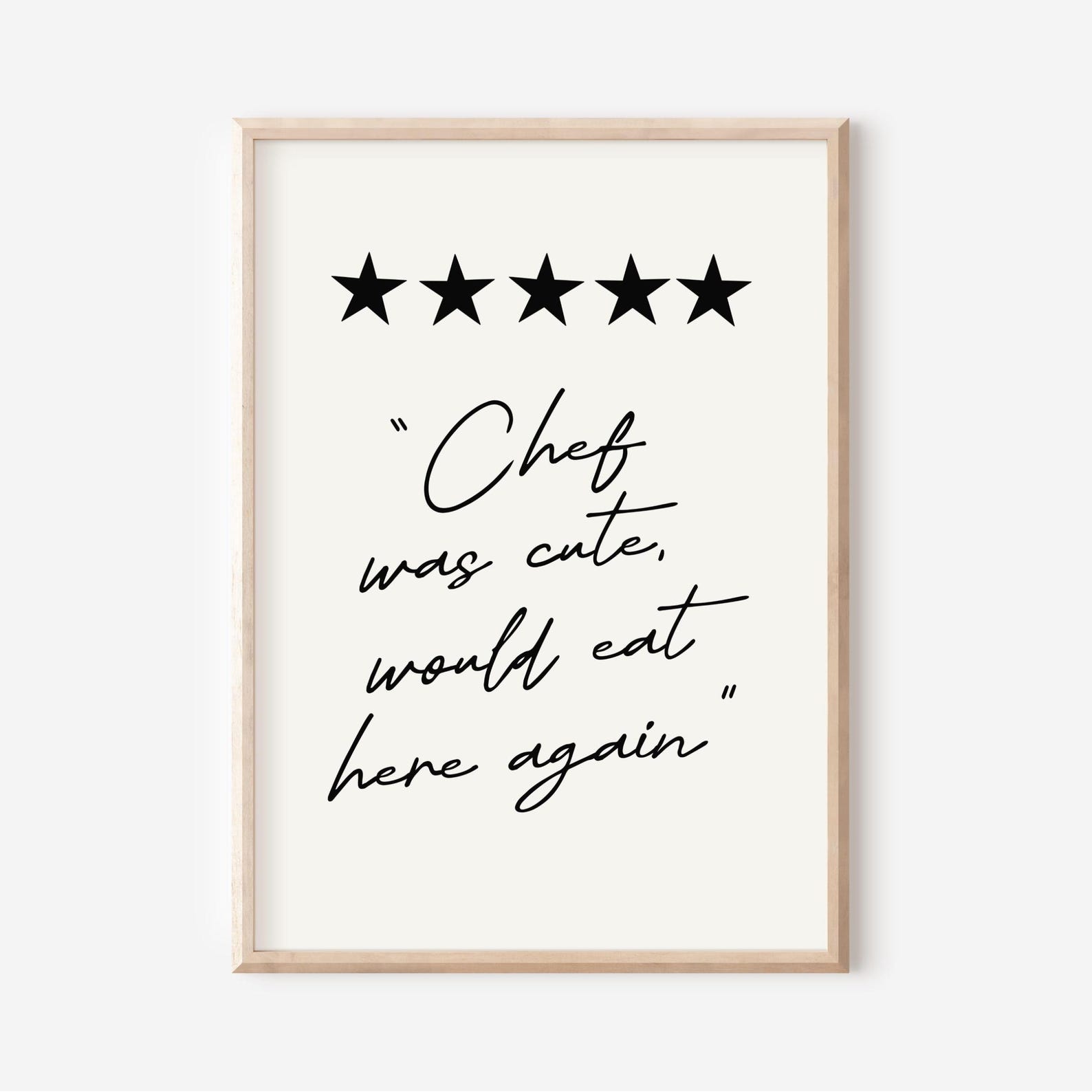 Chef Was Cute Art Print Cute Cooking Art Kitchen Decor Wall Art Black ...
