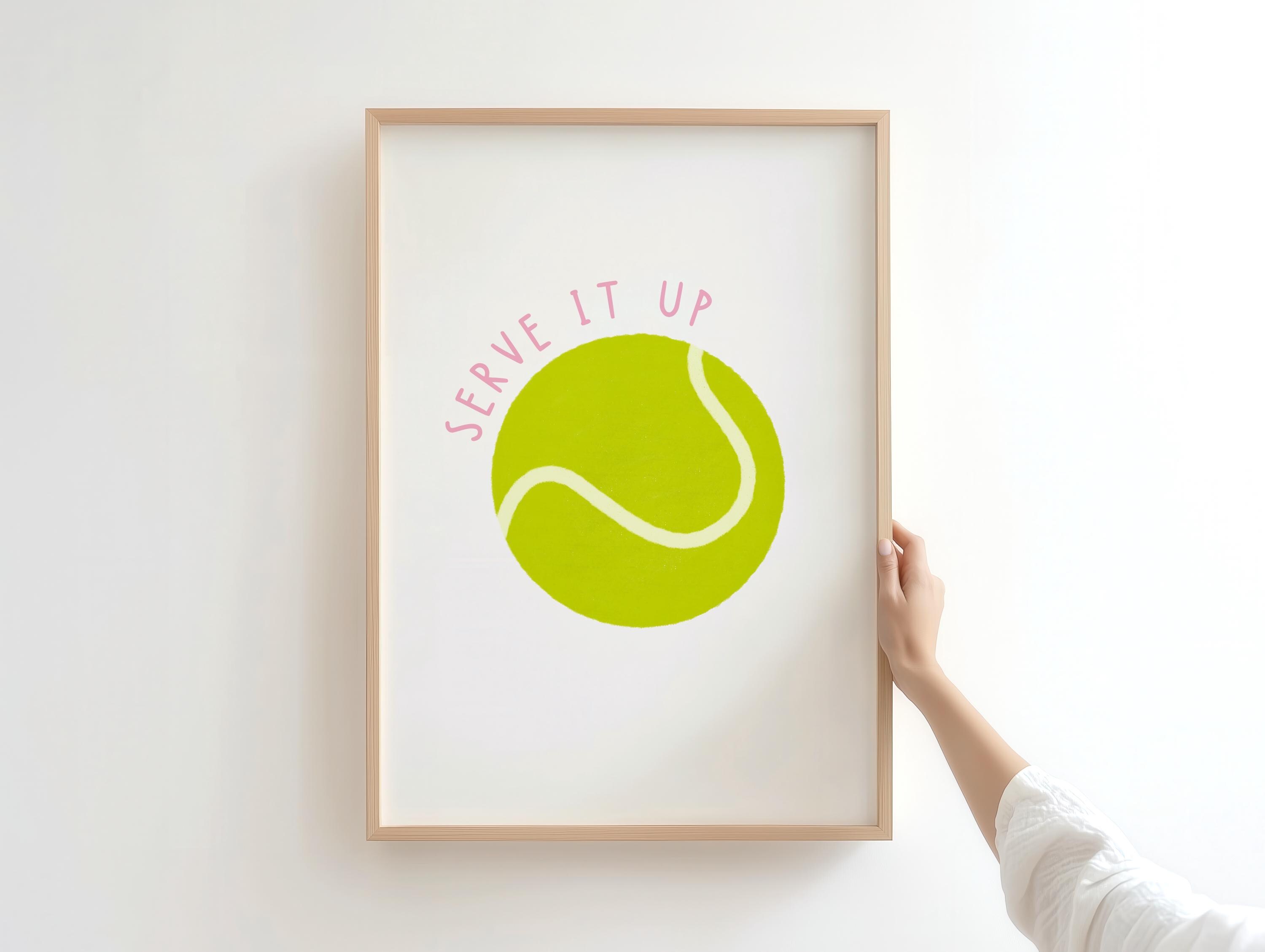 Preppy Tennis Gallery Wall Art Set: Pink & Green Retro Prints (digital ...