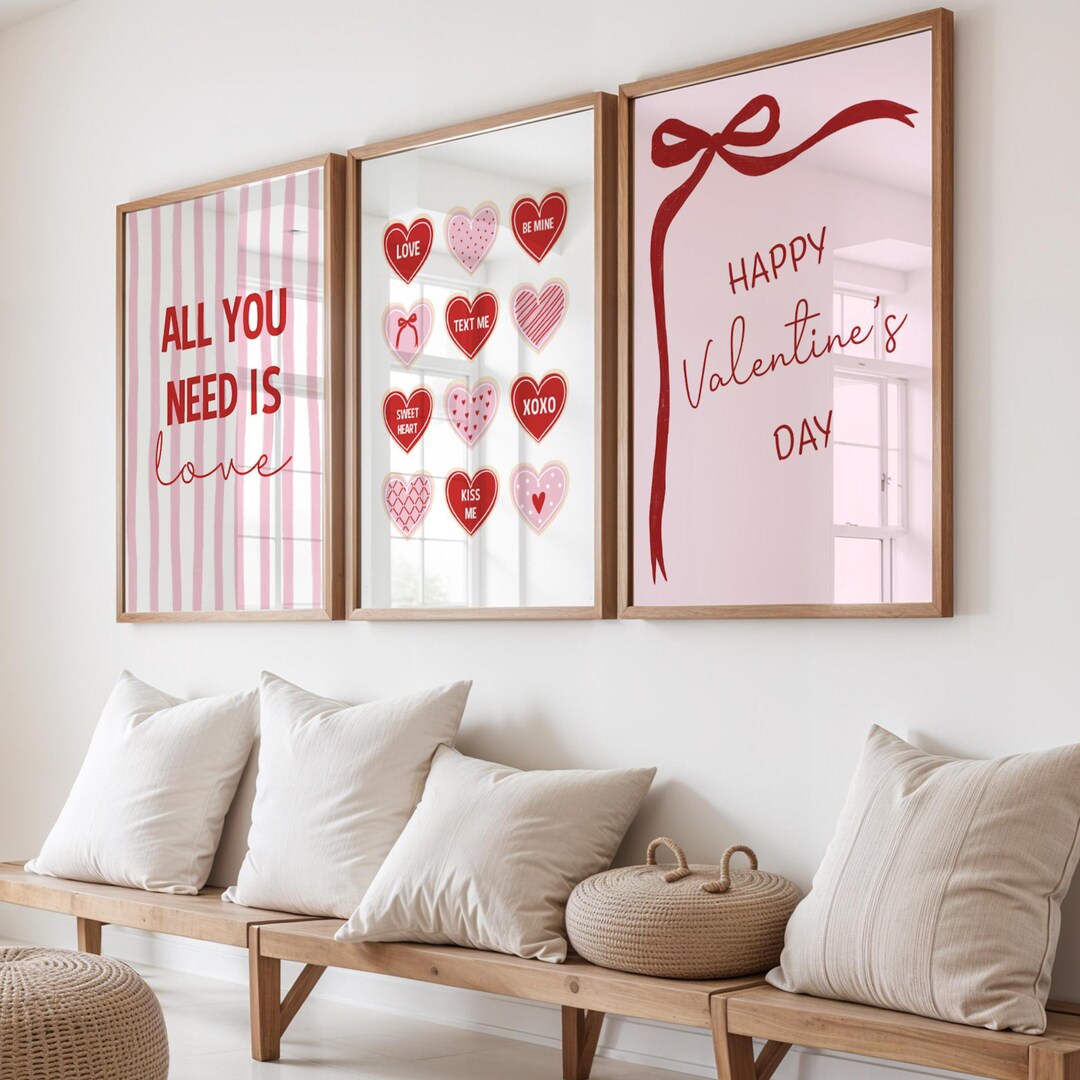 Valentine Art Set Print, Valentines Gallery Wall Set, Set of 3 ...