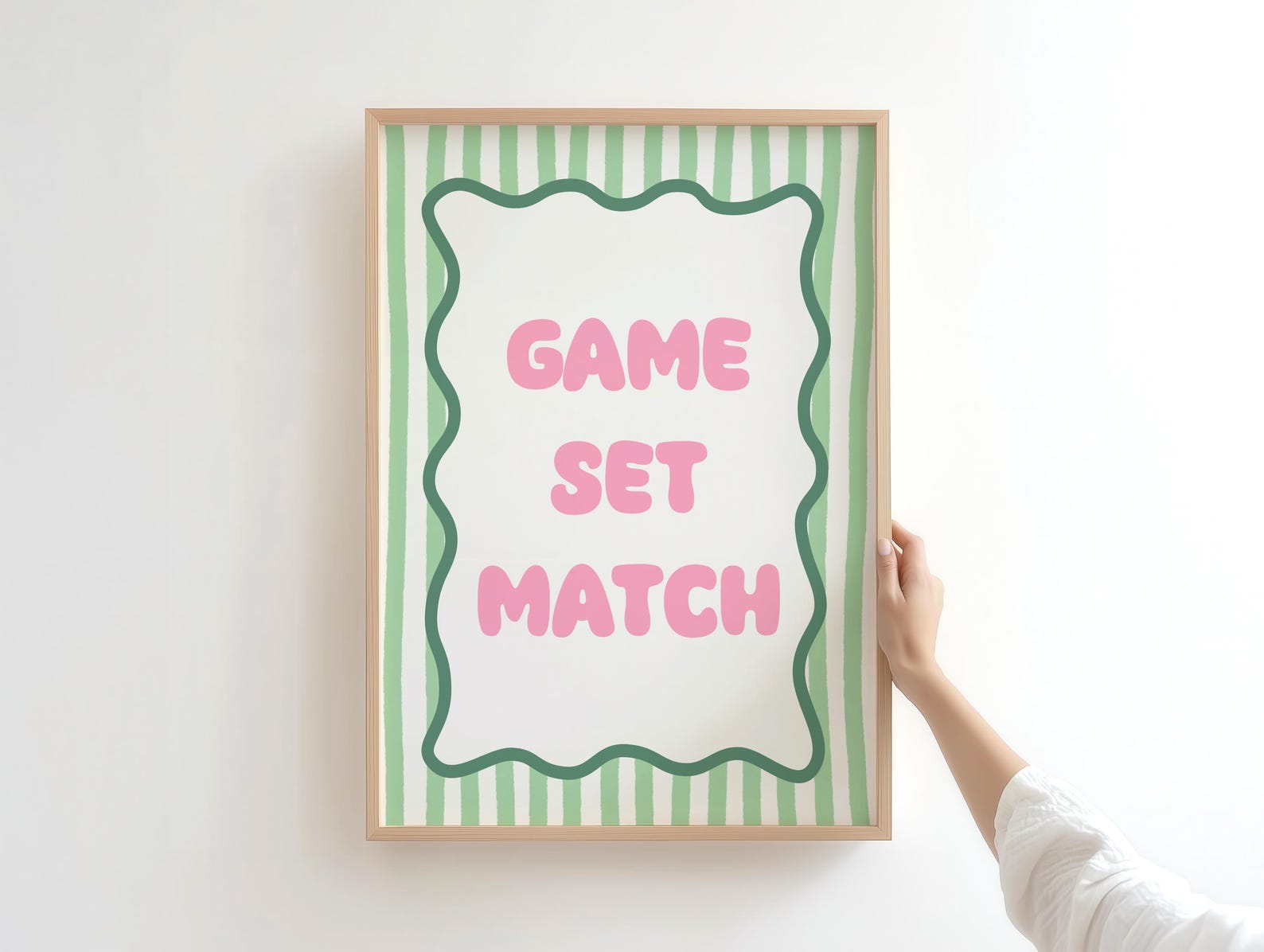 Preppy Tennis Gallery Wall Art Set: Pink & Green Retro Prints (digital ...