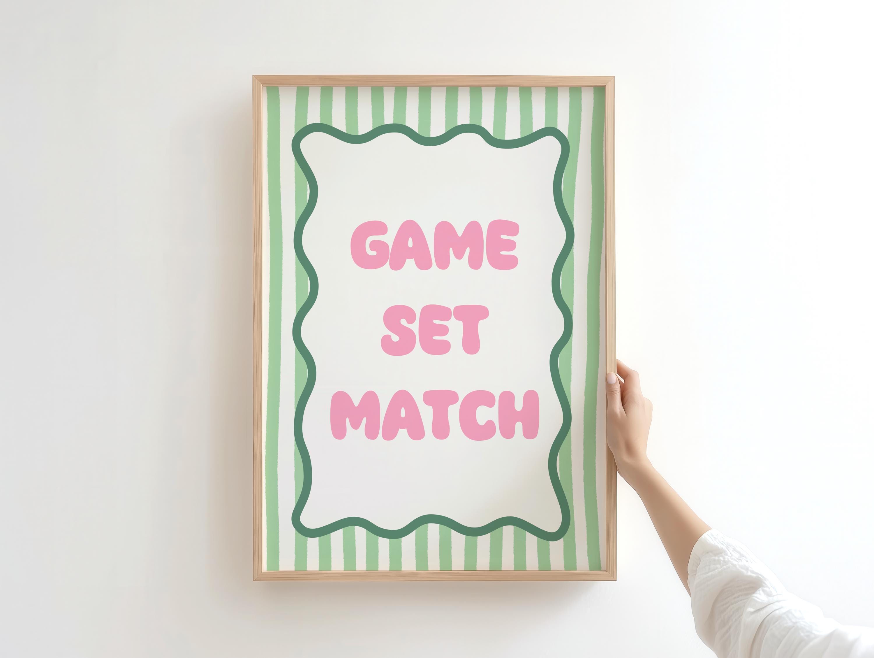 Preppy Tennis Gallery Wall Art Set: Pink & Green Retro Prints (digital ...