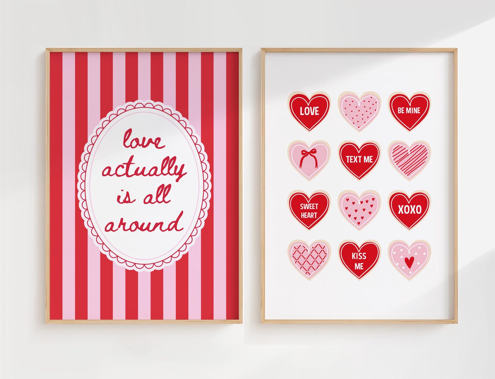 Valentine Gallery Wall Set of 6, Pink Red Love Wall Art, Valentine’s ...