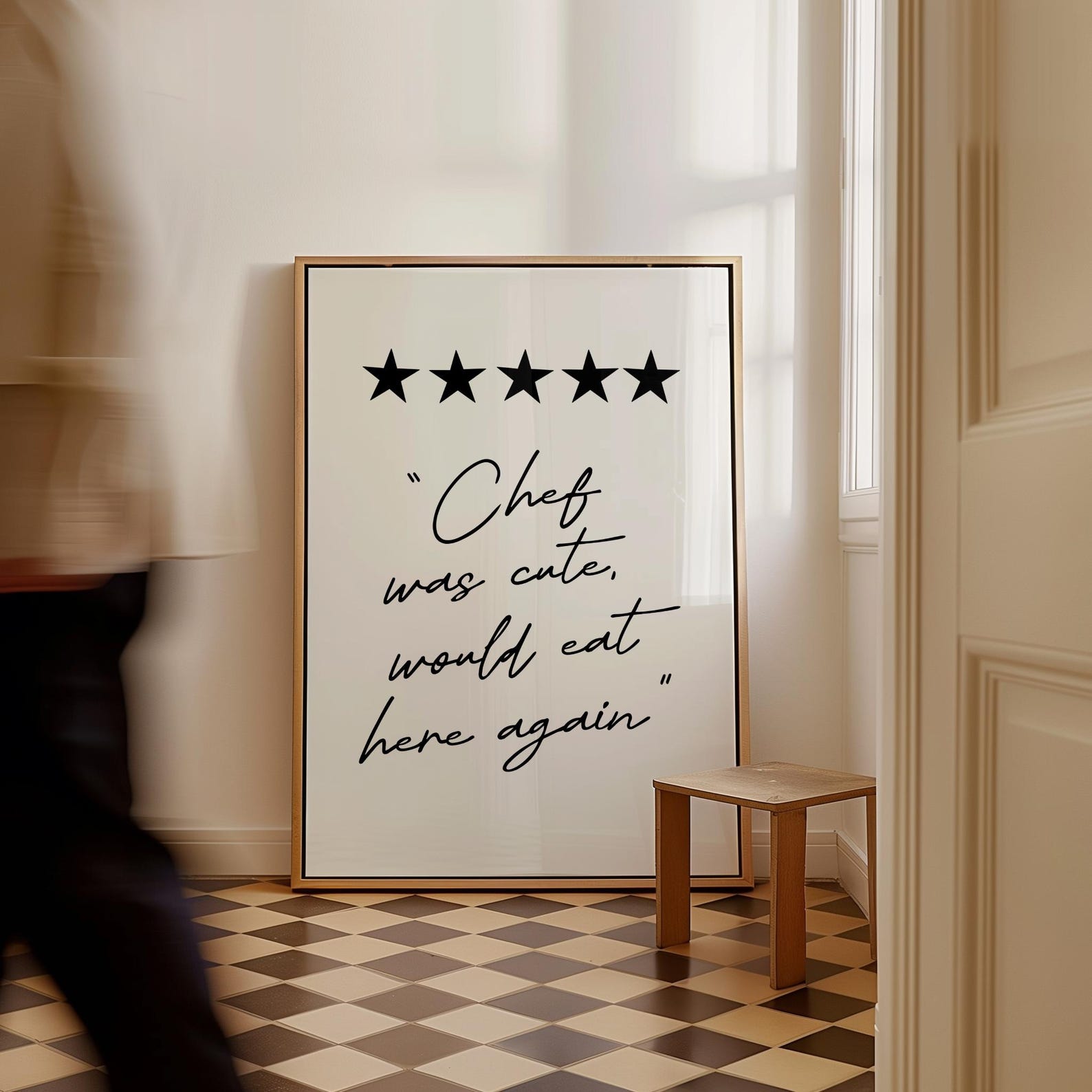 Chef Was Cute Art Print Cute Cooking Art Kitchen Decor Wall Art Black ...