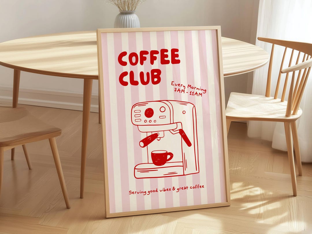 Coffee Club Wall Art Printable, Espresso Machine Poster, Coffee Lover ...