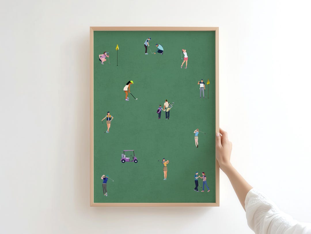 Minimalist Golf Art Print, Modern Golfer Illustration, Digital Download ...