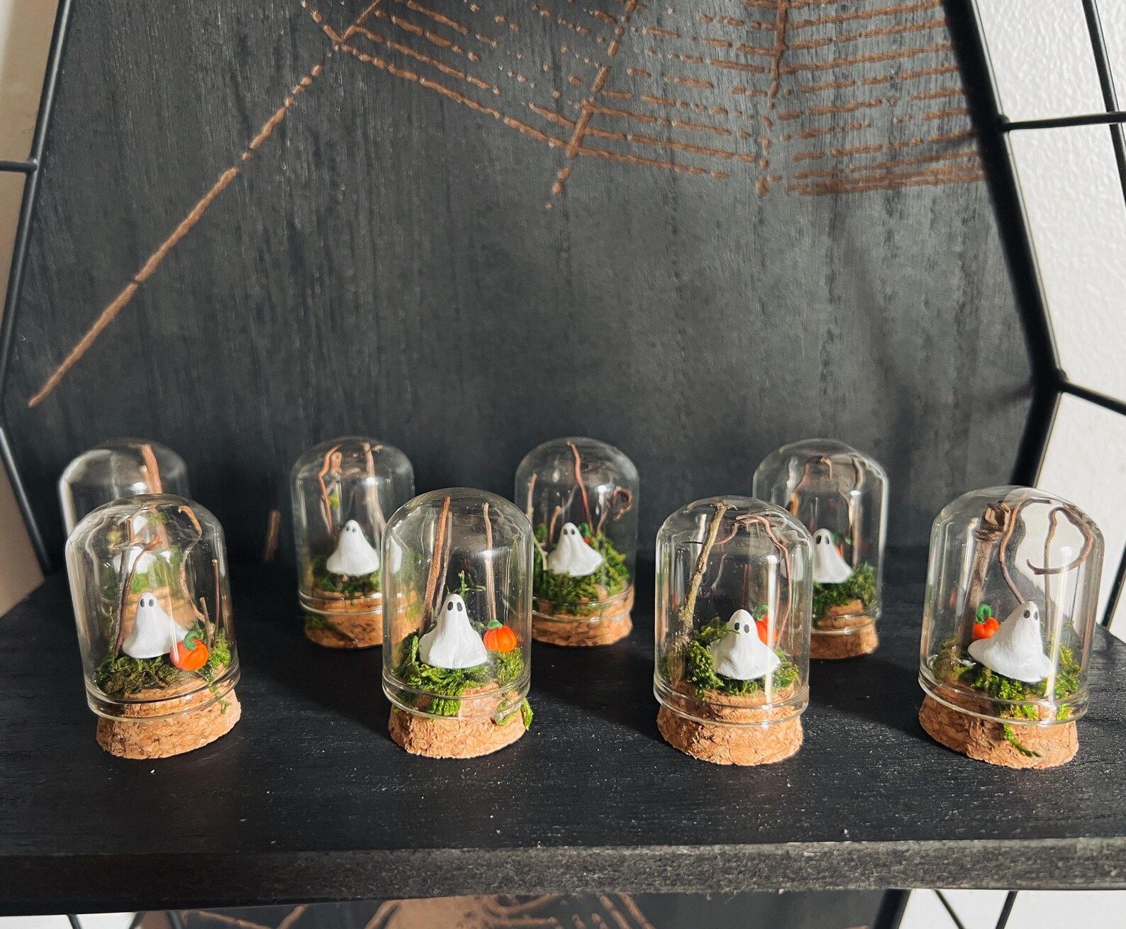 Mini Spooky Ghost in Glass Dome Clay Ghost Pumpkins Halloween - Etsy